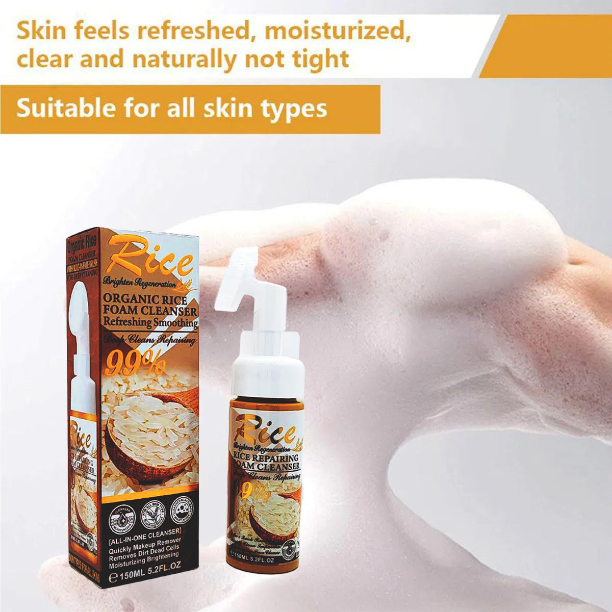 Espuma Limpiadora Facial con Extracto de Arroz Orgánico – NuForm Honduras