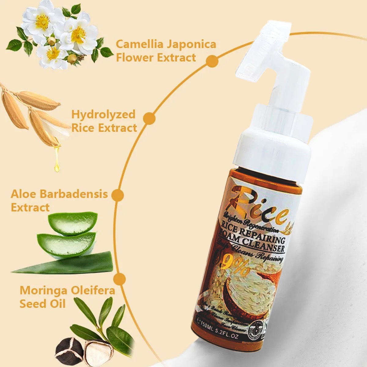 Espuma Limpiadora Facial con Extracto de Arroz Orgánico – NuForm Honduras